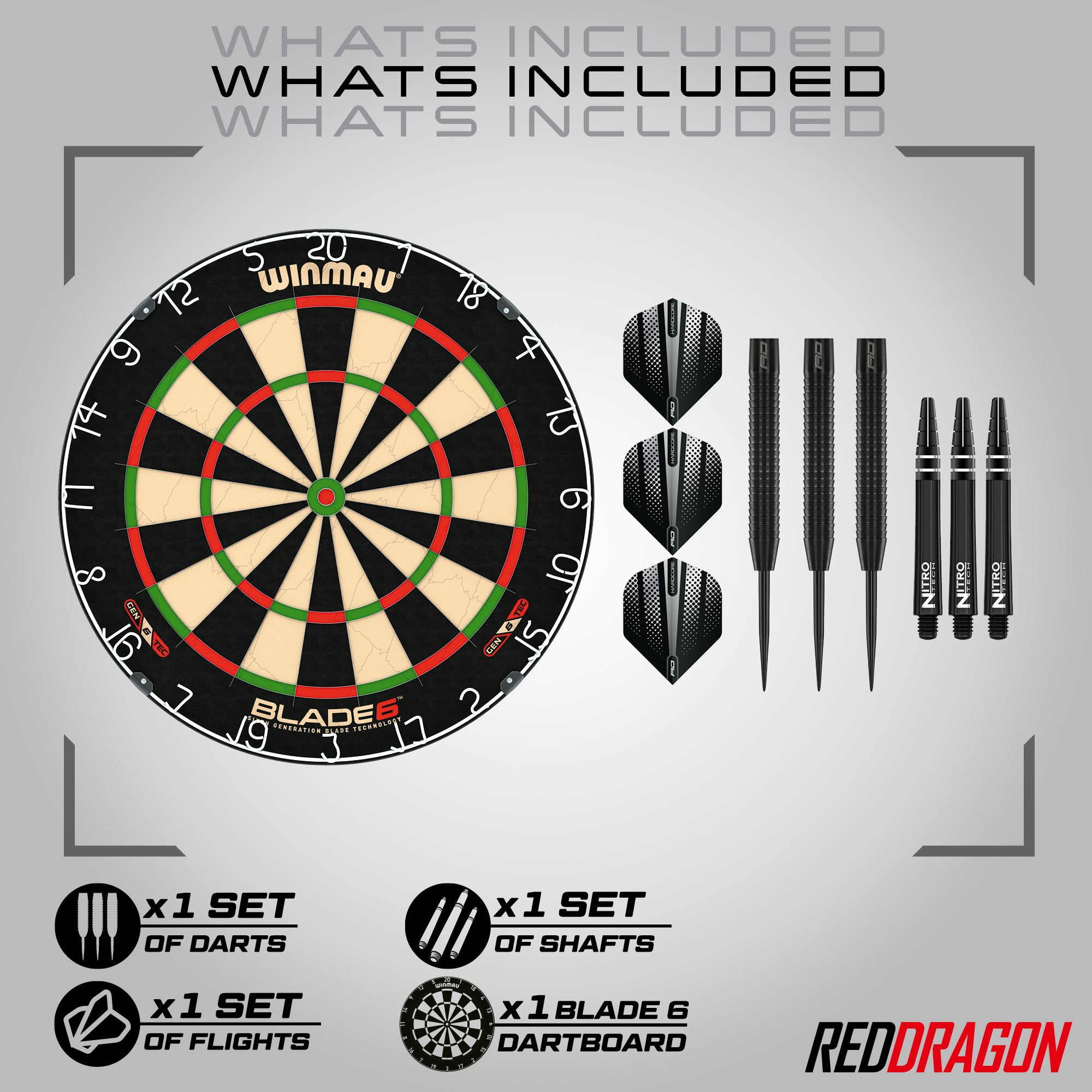 Winmau Blade 6 & Razor Edge Black - 26g Darts