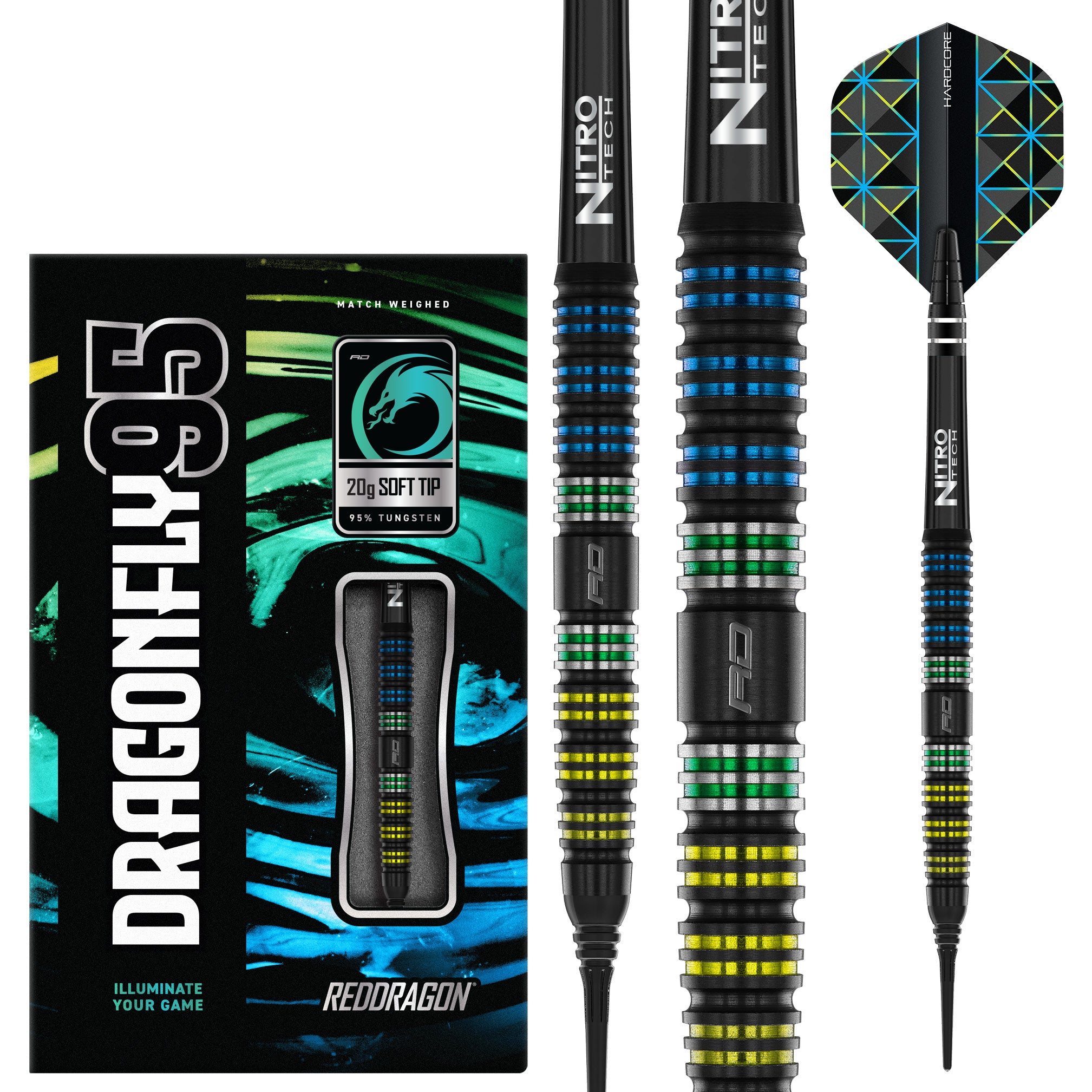Dragonfly 95 Black - Tapered Soft Tip | Red Dragon Darts