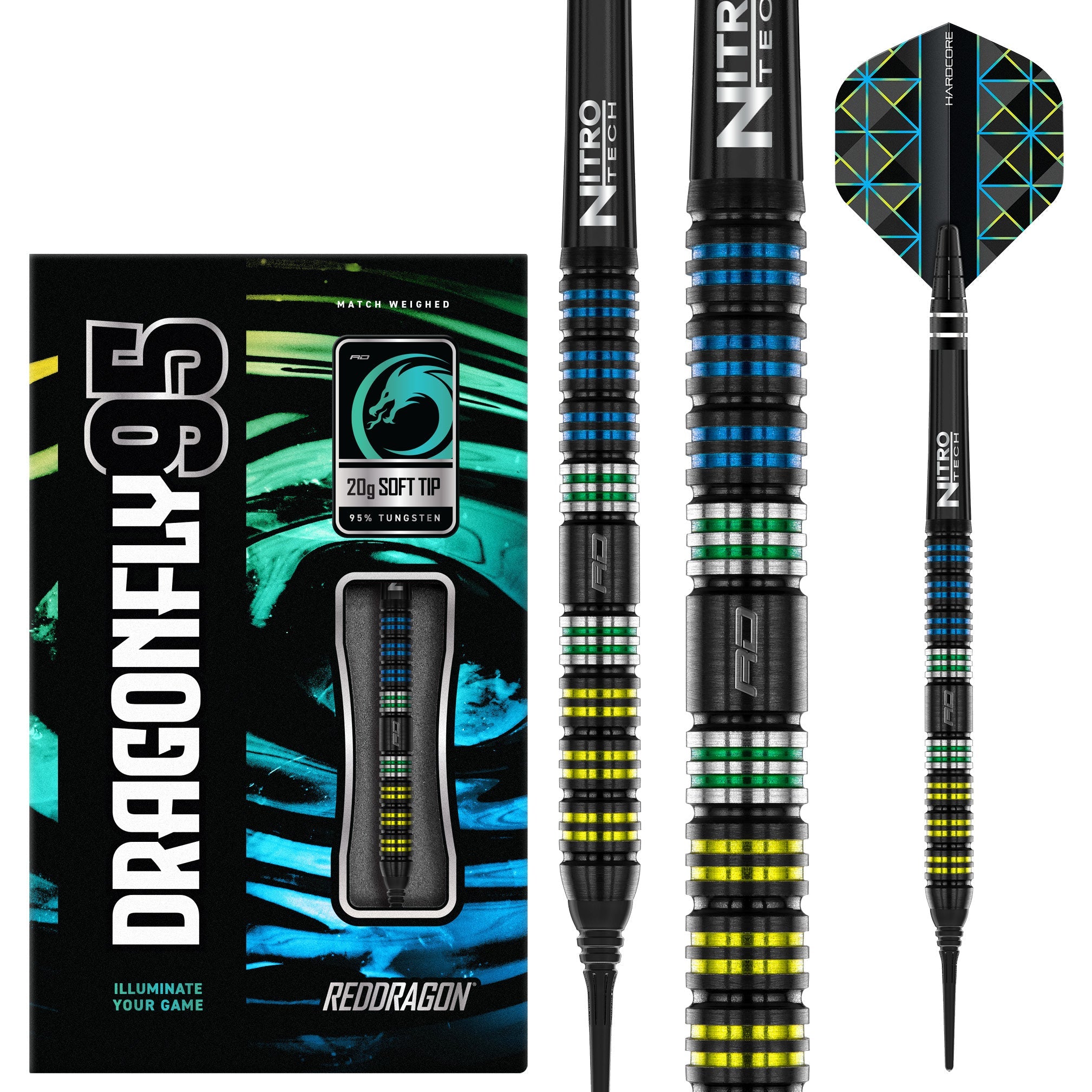 Dragonfly 95 Black - Parallel Soft Tip Darts | Red Dragon Darts