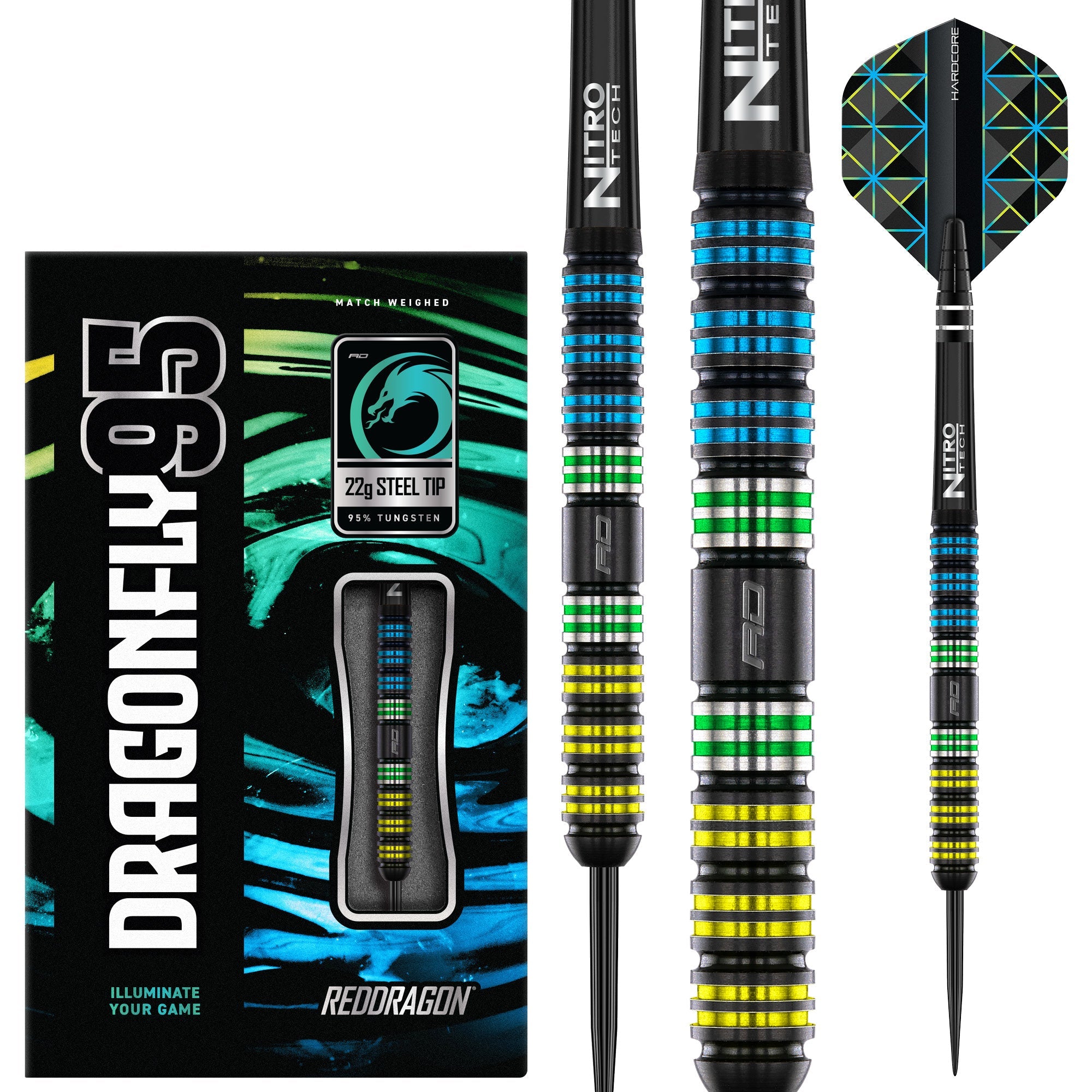 Dragonfly 95 Black Parallel Darts | Red Dragon Darts