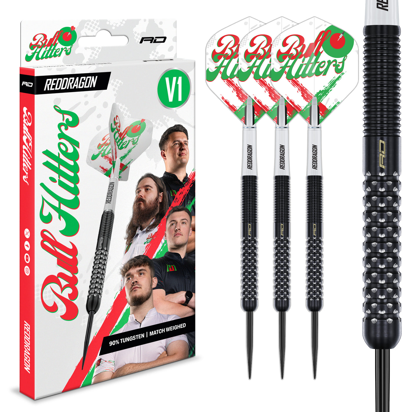Bullhitters V1 90% Tungsten Darts Black PVD | Red Dragon Darts