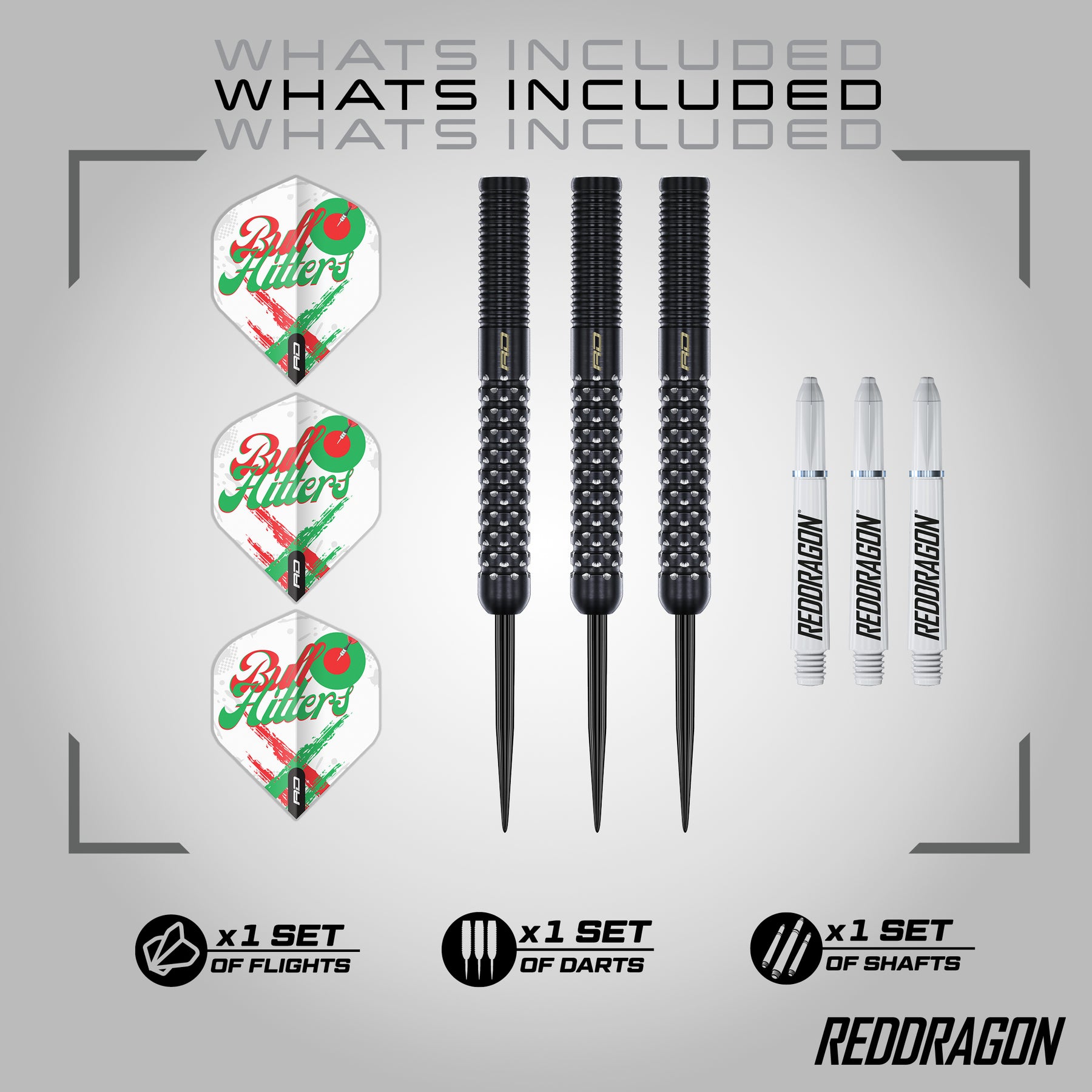 Bullhitters V1 90% Tungsten Darts Black PVD | Red Dragon Darts