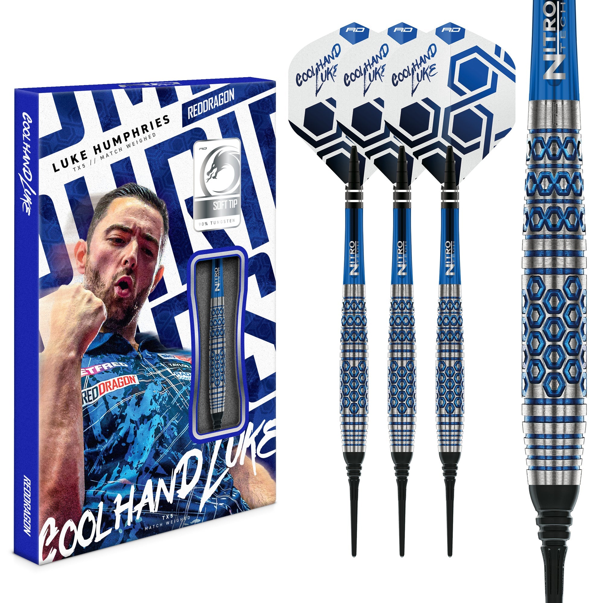 Luke Humphries TX5 Soft Tip Darts | 90% Tungsten | Torpedo | Hex Milling