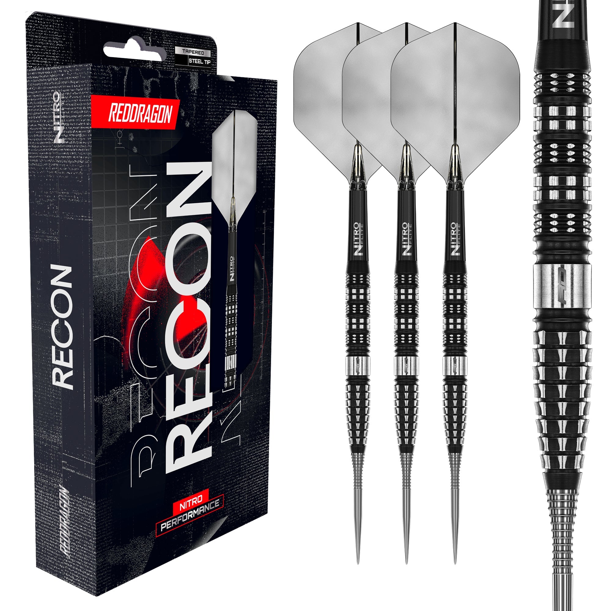 Red Dragon Recon Tapered Darts | 90% Tungsten | Angled Milling | Nitroflite