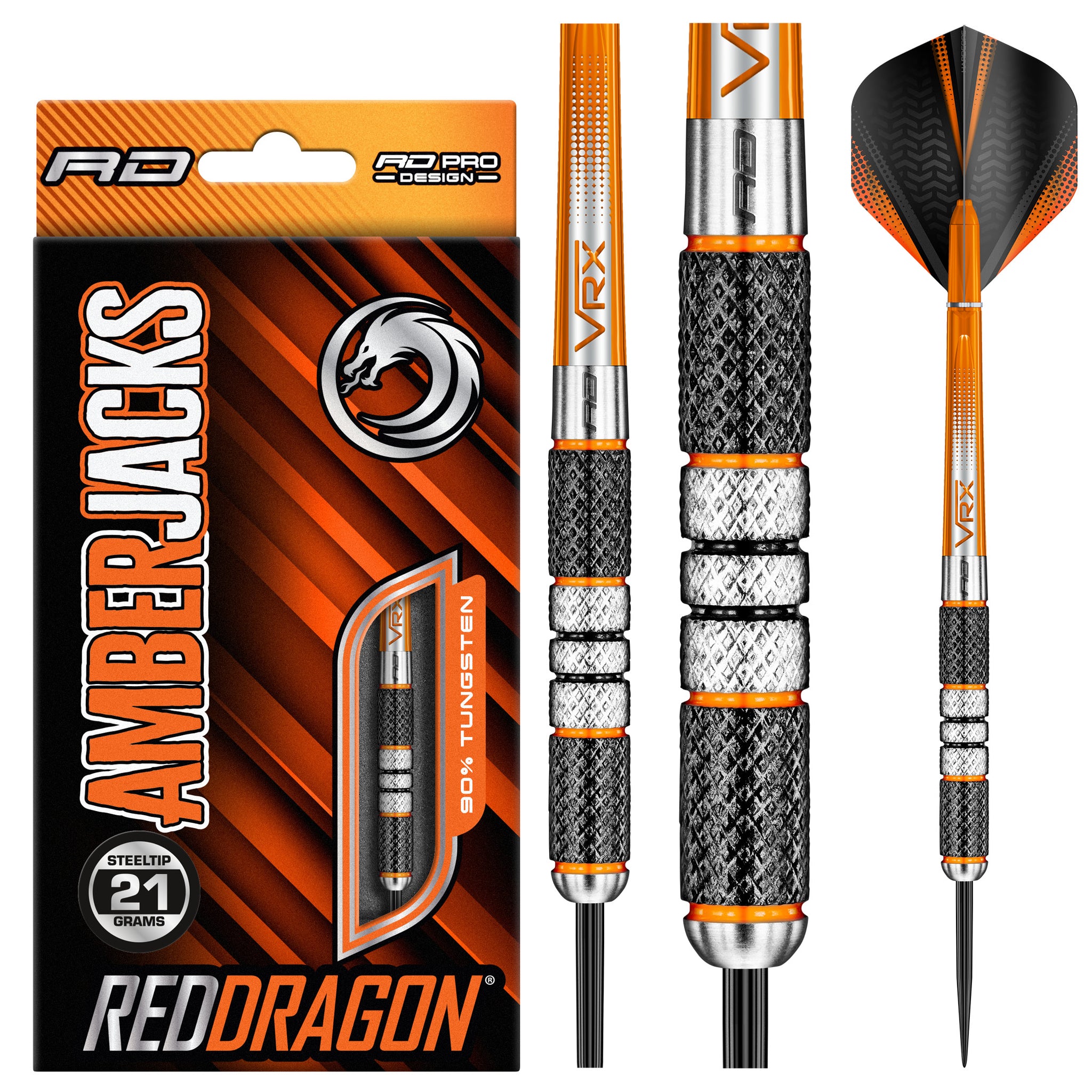 Red Dragon Amberjack 2 Darts | 90% Tungsten | Black & Orange | Red Dragon