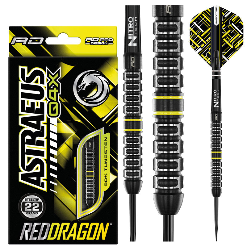 Astraeus Q4X Parallel Darts | 90% Tungsten | Sunrise Yellow | 21g & 23g