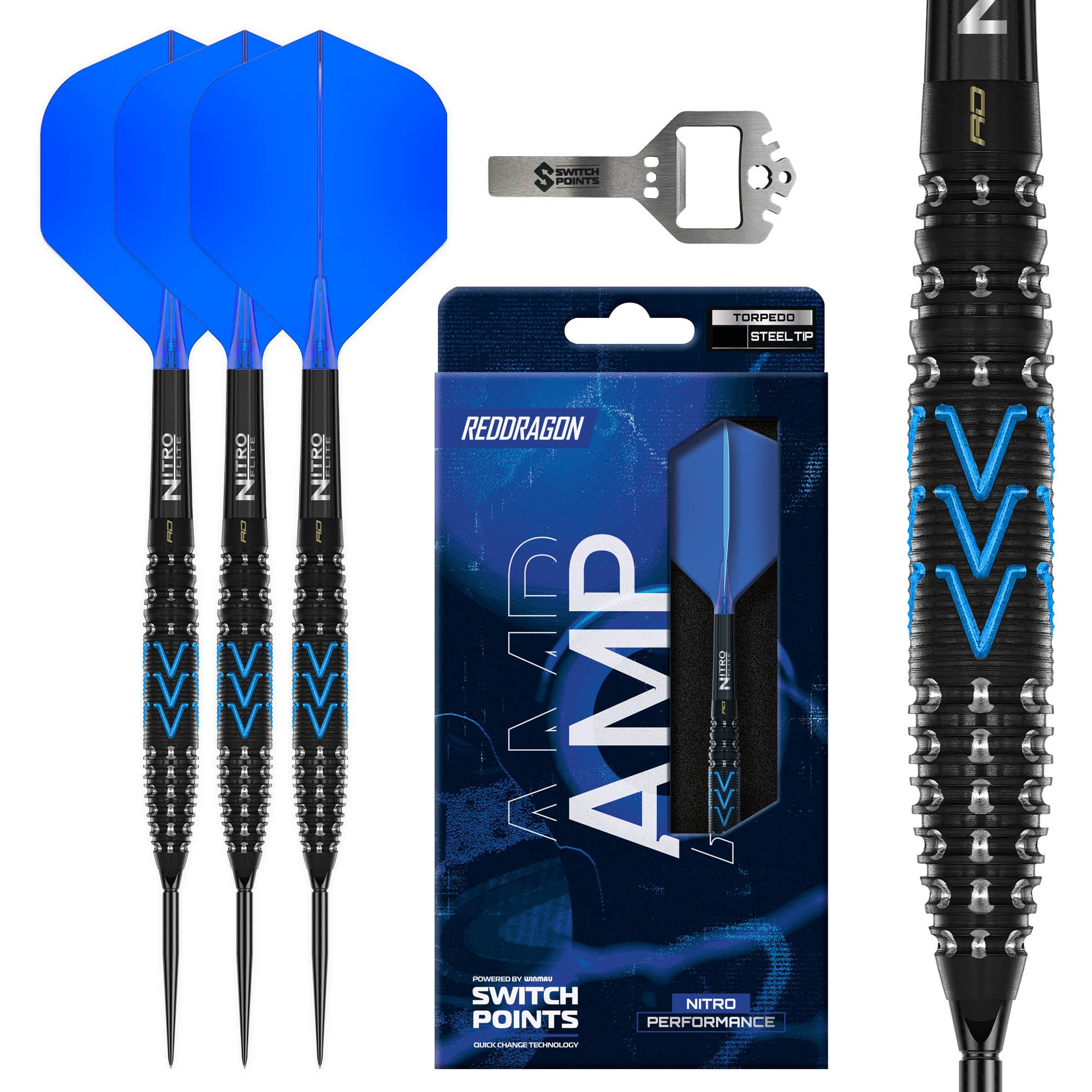 Red Dragon Amp 90% Tungsten Torpedo Steel Tip Darts | Switch Points