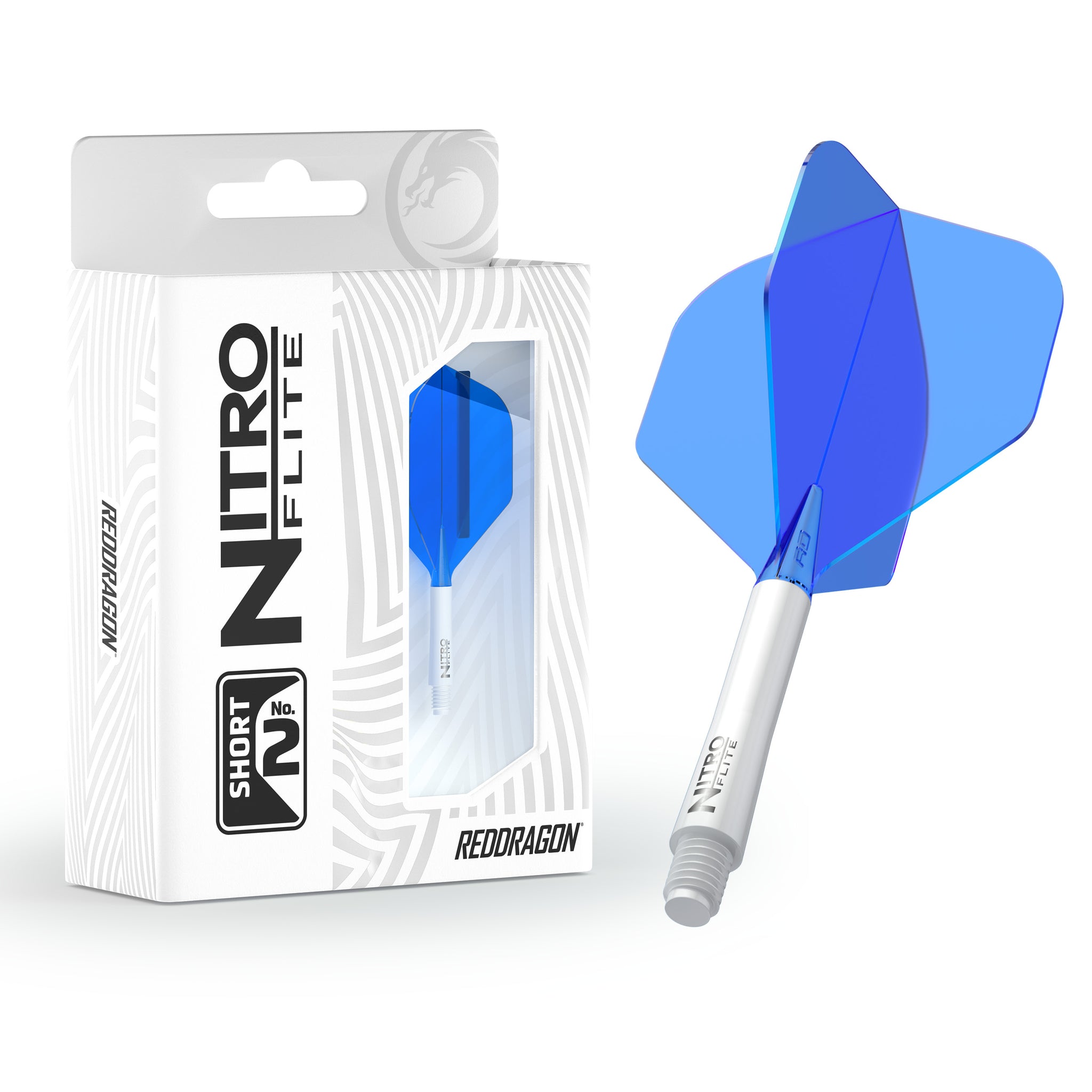 Nitro Flite - Integrated Flight and Shaft White & Blue | Red Dragon Darts