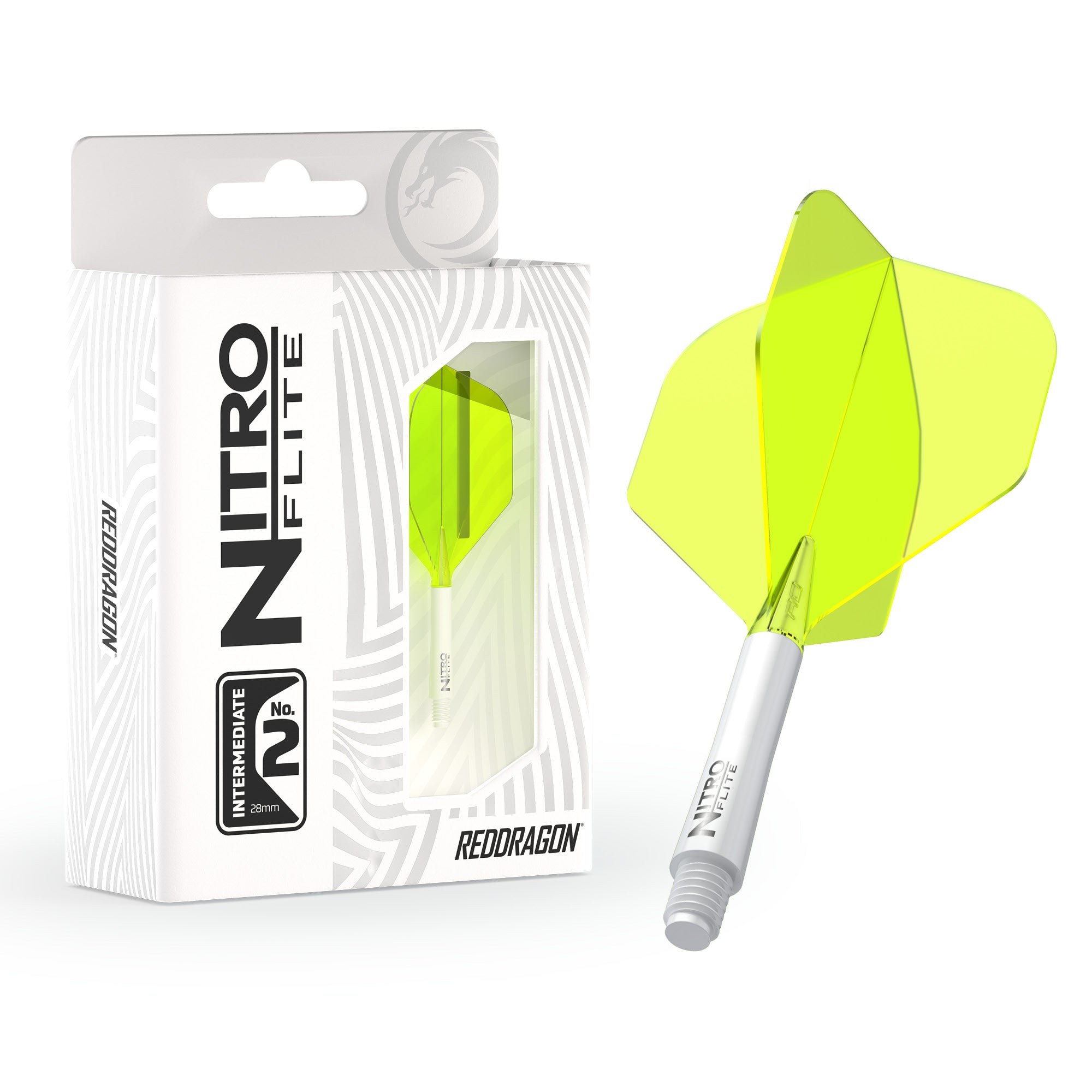 Nitro Flite - Integrated Flight and Shaft White & Yellow | Red Dragon Darts
