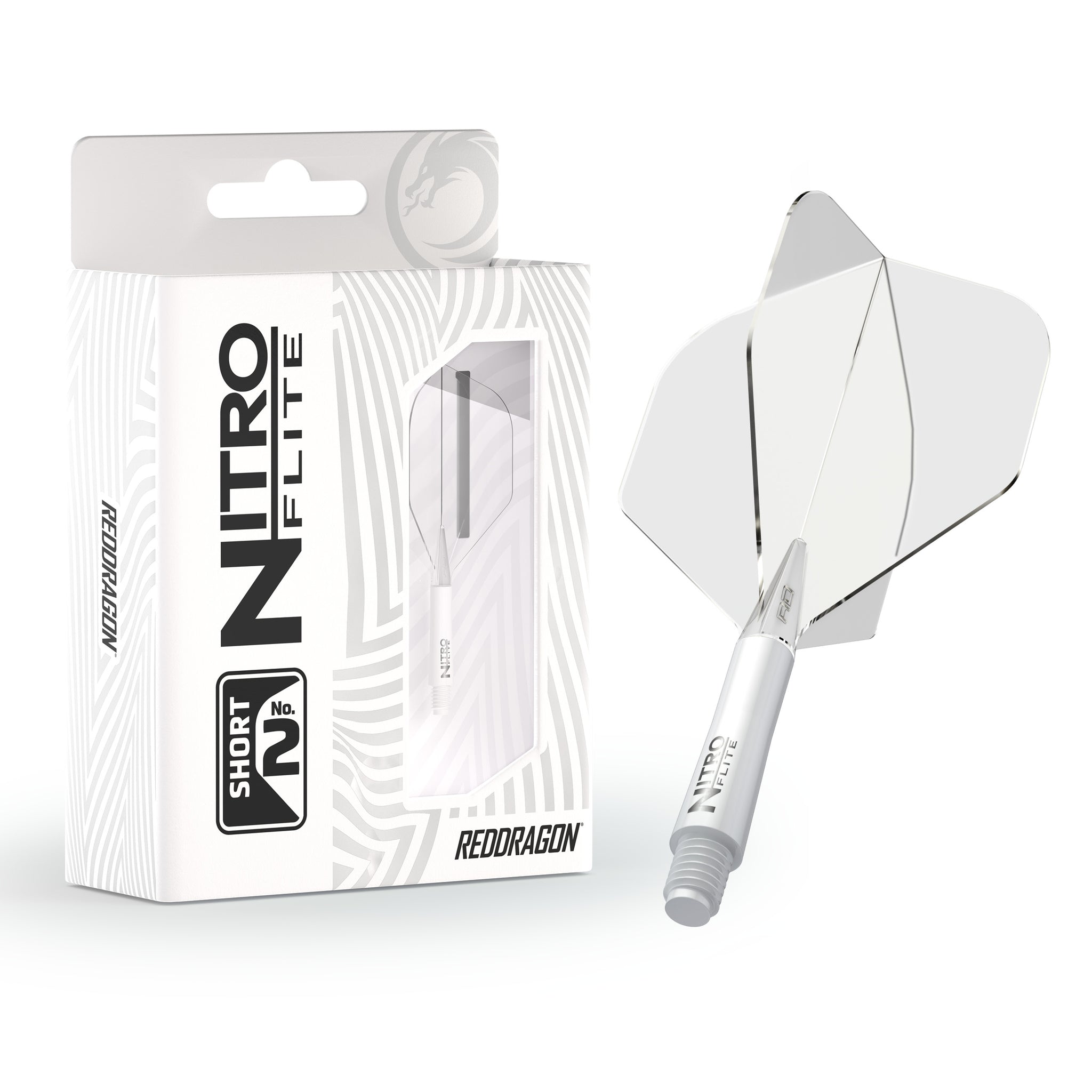 Nitro Flite - Integrated Flight and Shaft White & Clear | Red Dragon Darts